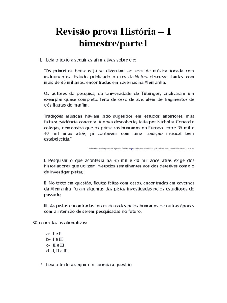 Revisão Prova História | PDF
