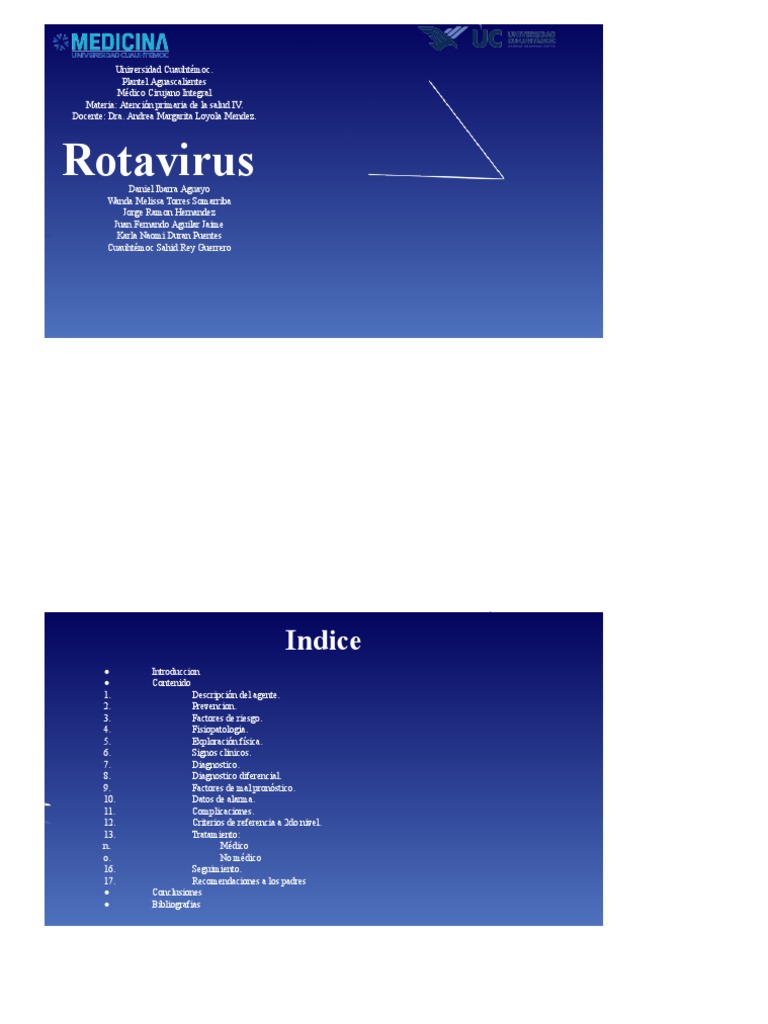 Presentación Rotavirus PDF | PDF | Diarrea | Especialidades Medicas