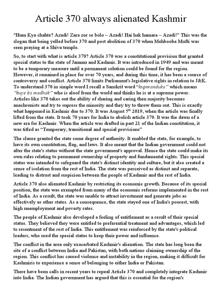 Article 370 | PDF