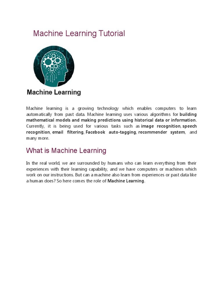 Machine Learning Tutorial | Download Free PDF | Machine Learning ...