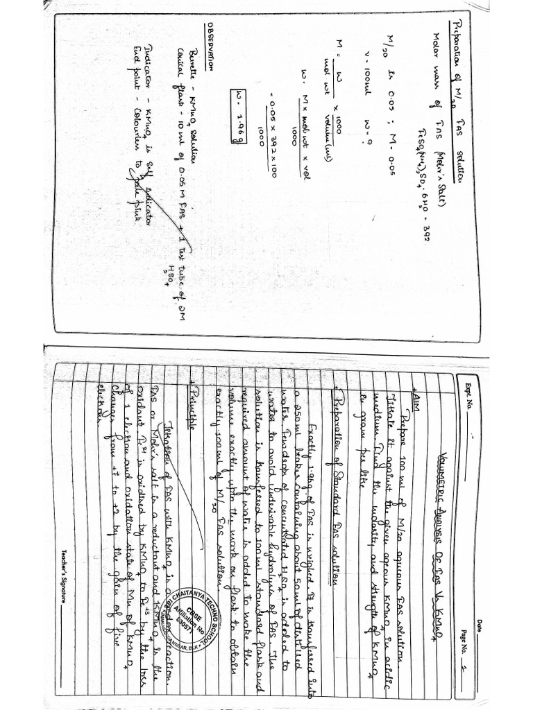 Class 12 Chemistry Record Book | PDF