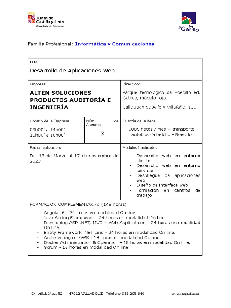 INF - Puestos 2022-2023 - DAW | PDF | Red mundial | Internet y web