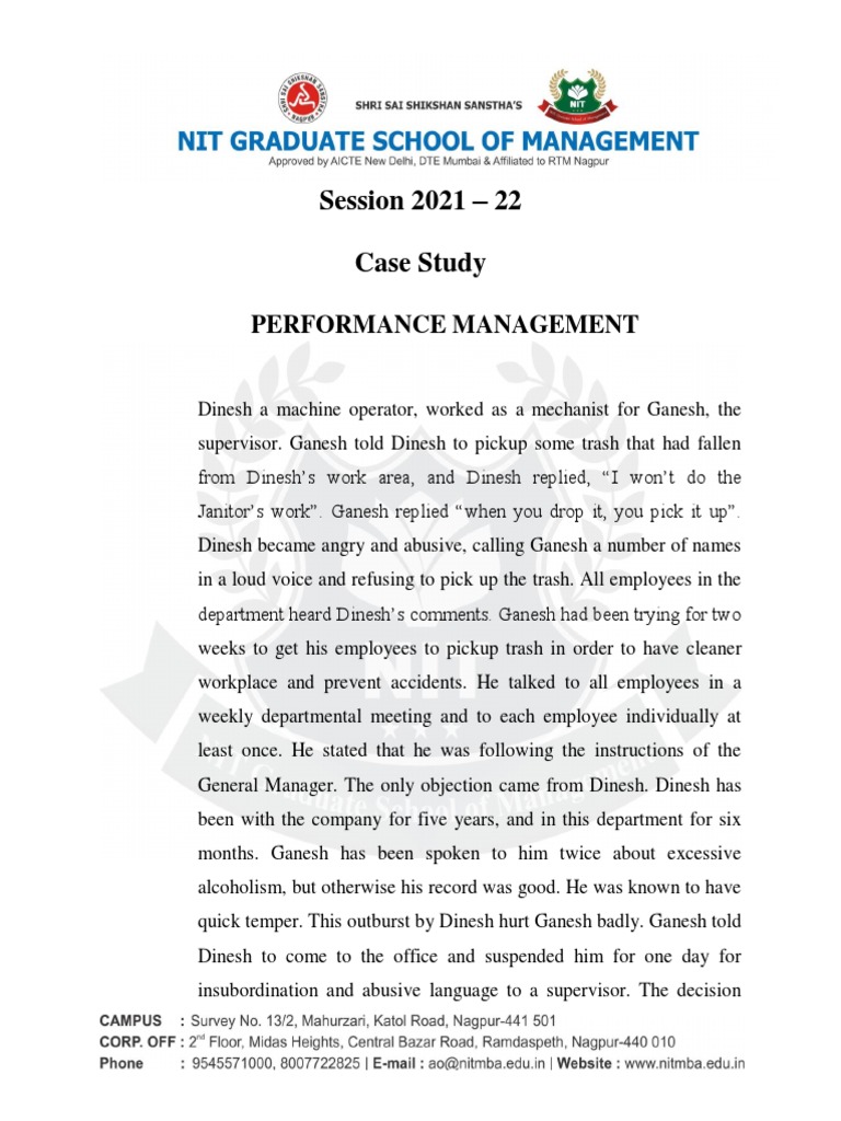 Case Study 11 - PERFORMANCE MANAGEMENT | PDF