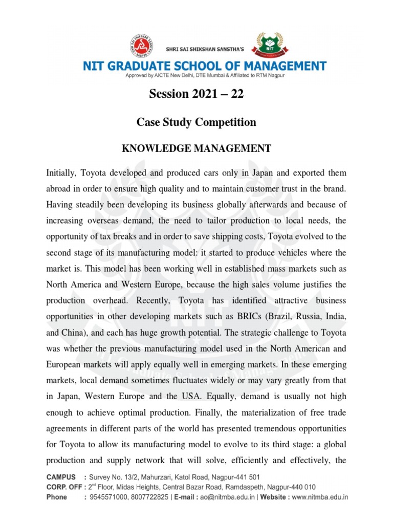 Case_Study_2_-_KNOWLEDGE_MANAGEMENT_-_Copy[1] | PDF | Toyota | Market ...