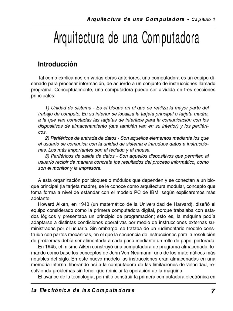 Capítulo 1.Electrónica. Arquitectura de la Computadora | PDF | Hardware ...