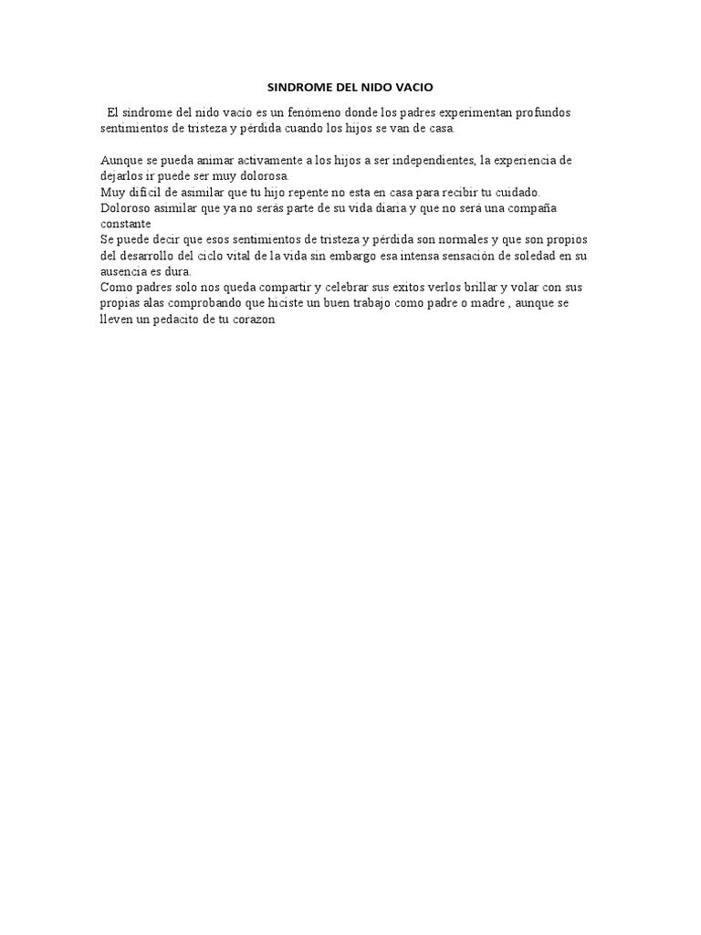 SINDROME DEL NIDO VACIO.docx | PDF