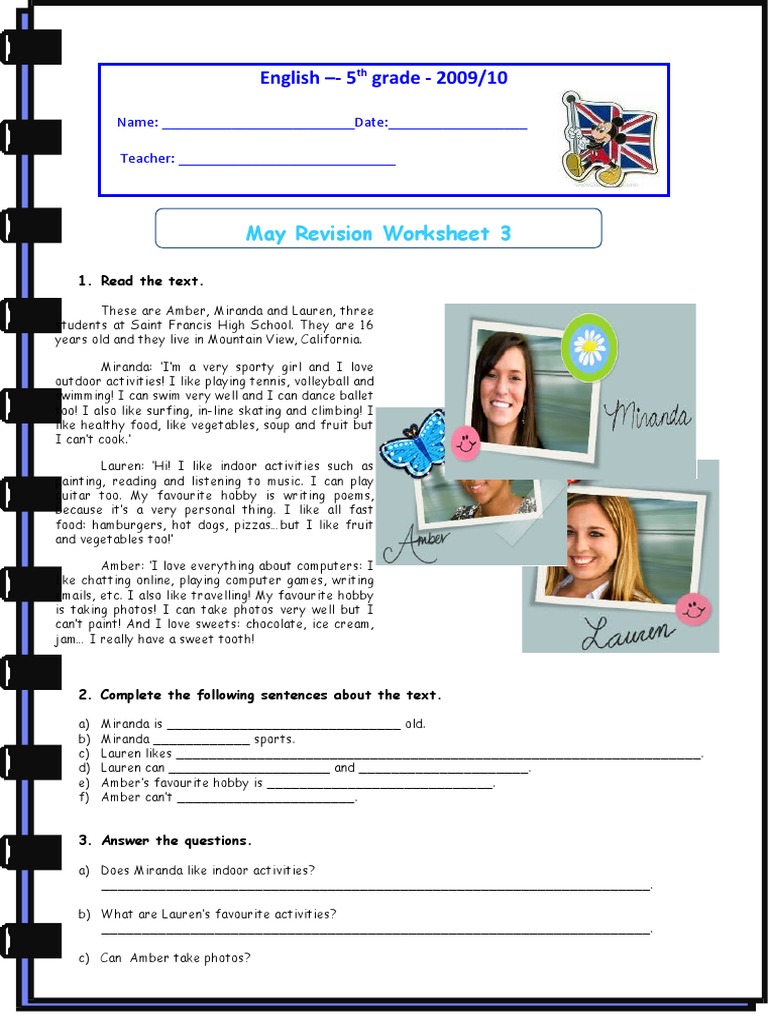 Present Simple Revision Worksheet #3 | PDF