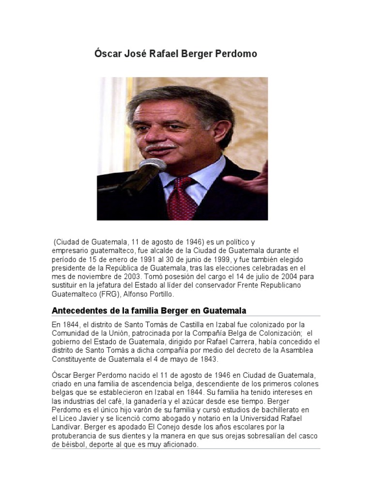 Óscar José Rafael Berger Perdomo | PDF | Guatemala | Organizaciones ...