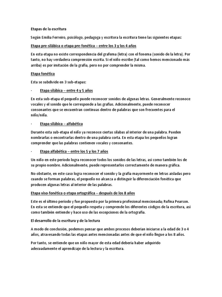 Etapas de La Escritura | PDF