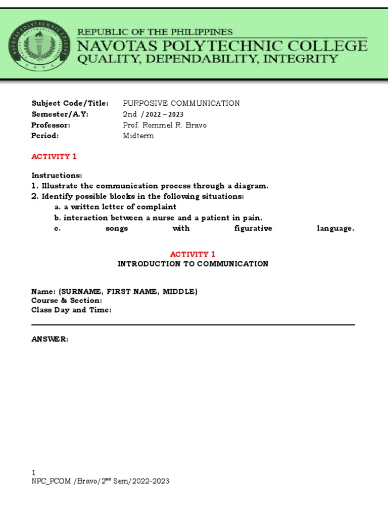 Activity 1 PCOM.docx | PDF