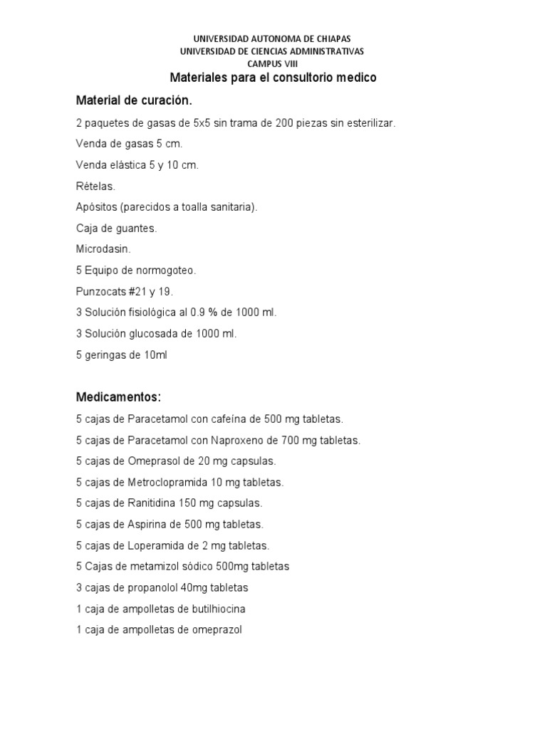 Materiales para El Consultorio Medico | PDF