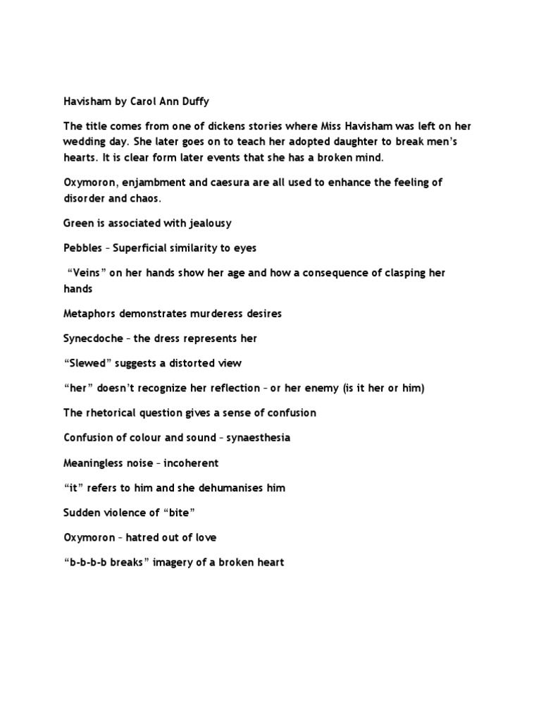 (137066) Havisham Analysis | PDF | Poetry