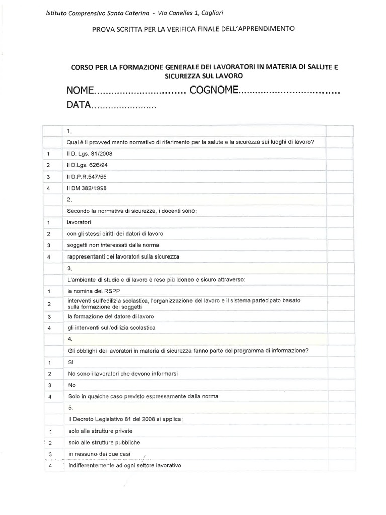 Test Sicurezza | PDF