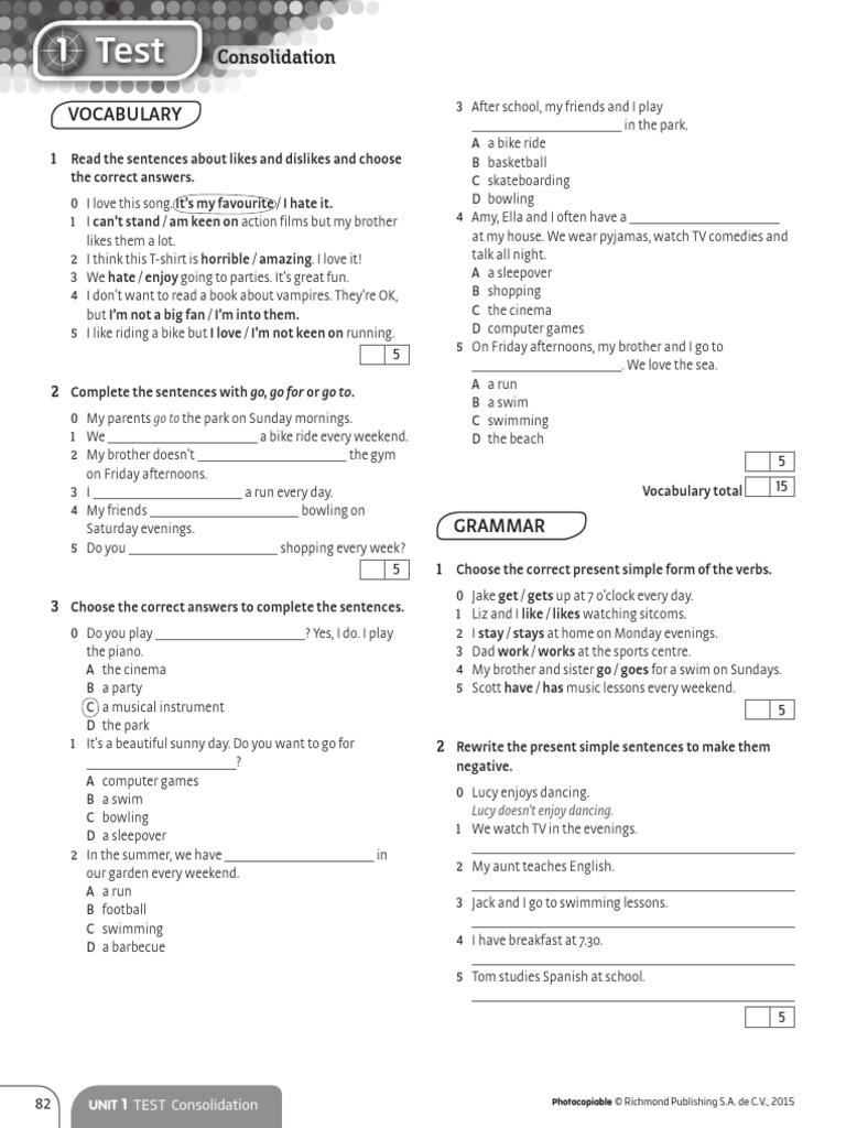 Achievers A1+ Test Unit 1 Consolidation PDF | PDF