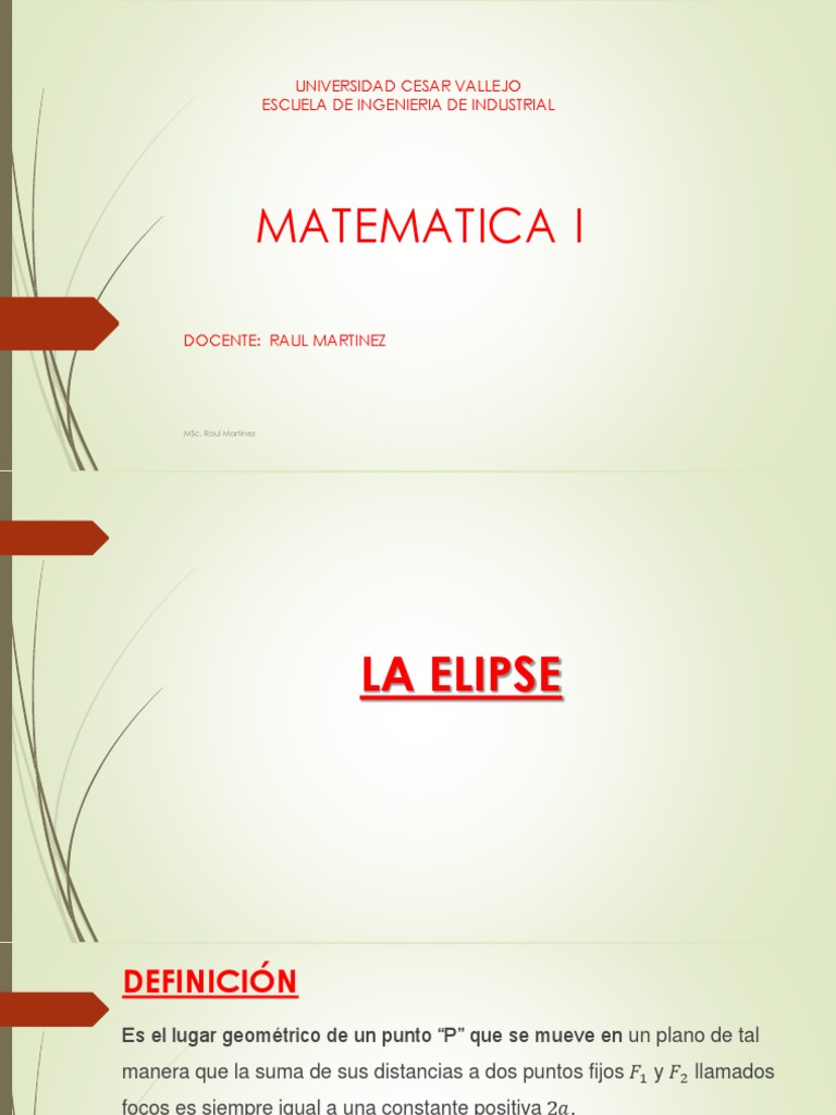 Diapositivas de Elipse | PDF | Elipse | Formas geométricas