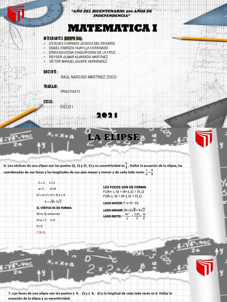 Ecuaciones y Propiedades de Elipses | PDF | Elipse | Álgebra abstracta