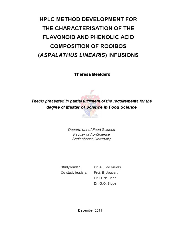 HPLC Method Development For The Characterisation of The Flavonoid and Phenolic Acid Composition ...