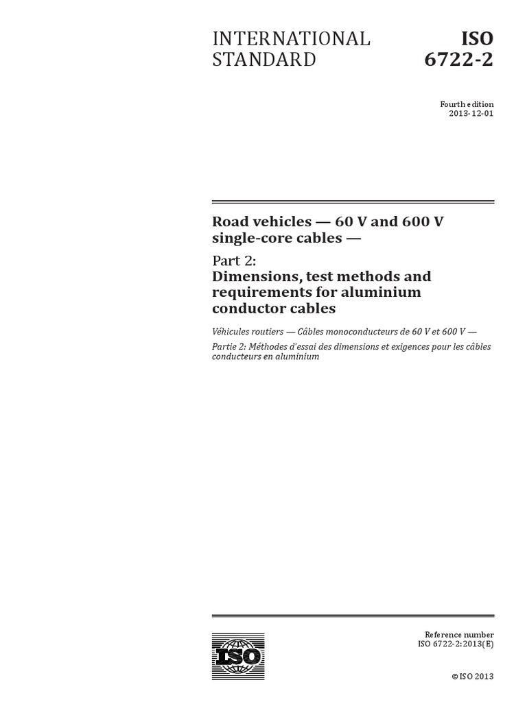 Iso 6722-2-2013 | PDF | Electrical Resistance And Conductance | Electrical Resistivity And ...