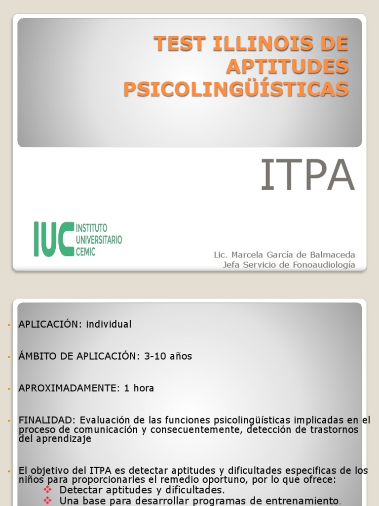 ITPA Como Tomarlo | PDF | Comunicación | Memoria
