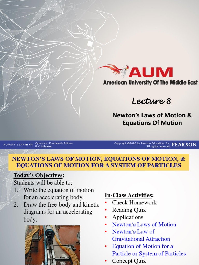 Lecture 08 - Newton's Laws of Motion Equations of Motion | PDF | Force | Weight
