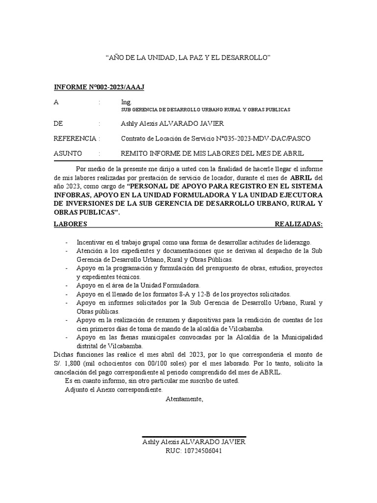Informe de Labores | PDF