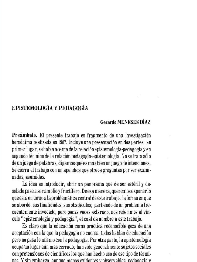 1 Gerardo Meneses Epistemologia y Pedagogia PDF | PDF