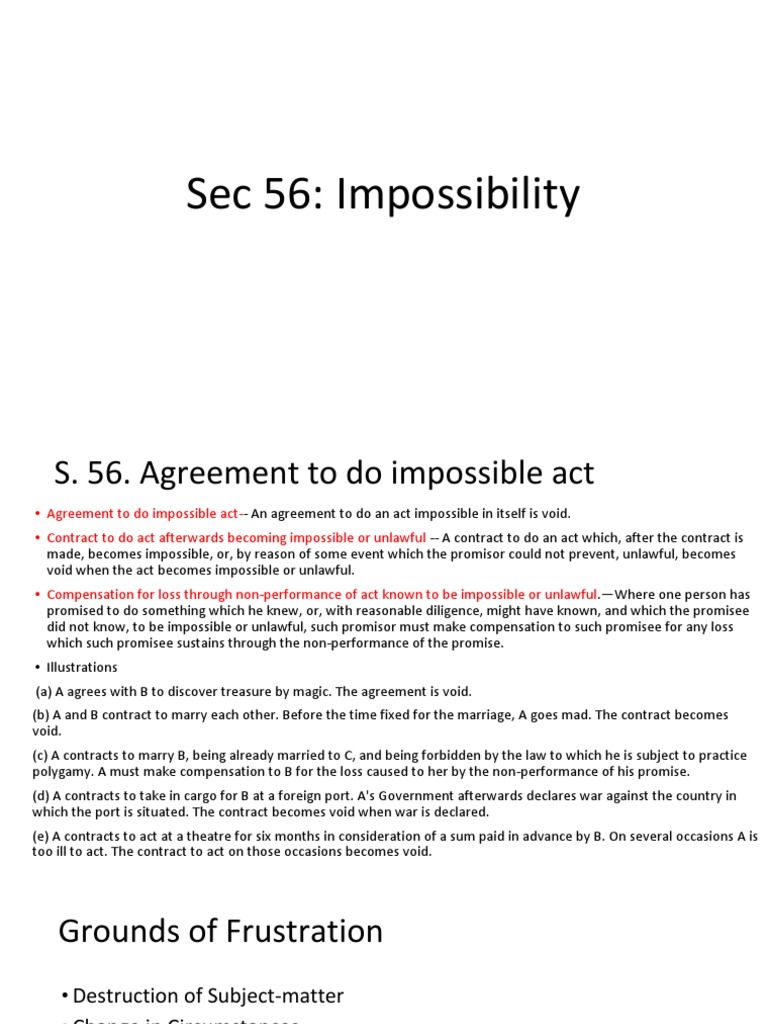 Section 56 Indian Contract Act | PDF
