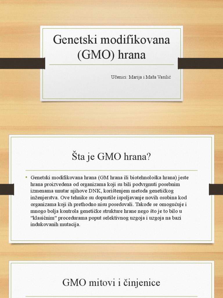Genetski Modifikovana (GMO) Hrana | PDF