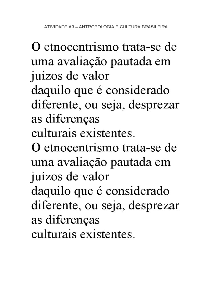 ATIVIDADE A3 - Antropologia | PDF