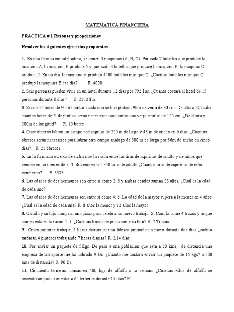 PRACTICA Matematica Financiera 1er Bimestre | PDF | Cocina, comidas y vino