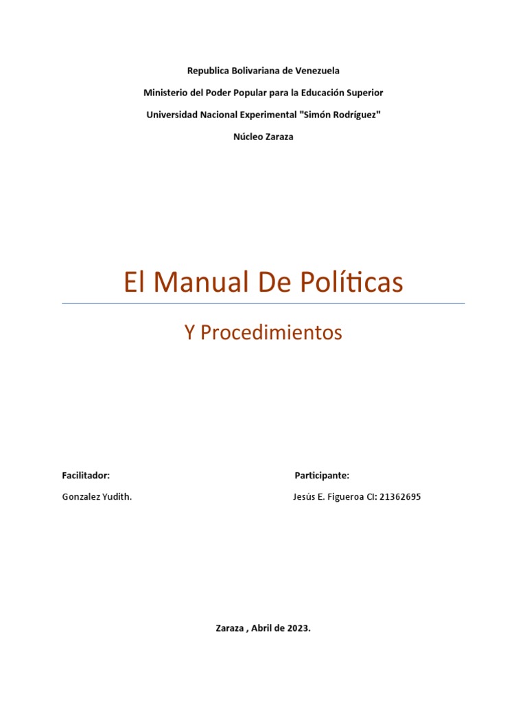 Manual de Politicas | PDF | Planificación