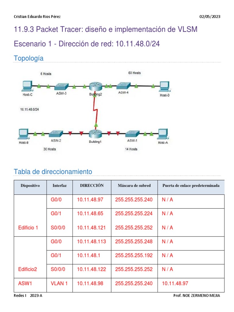 Diseño e Implementación de VLSM | PDF | Dirección IP | Protocolos de red