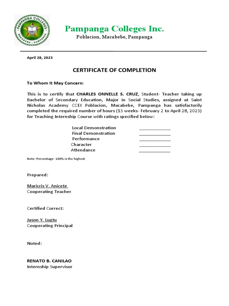 Cert of Completion | PDF