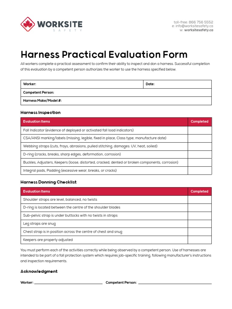 Harness Practical Evaluation Form PDF | PDF