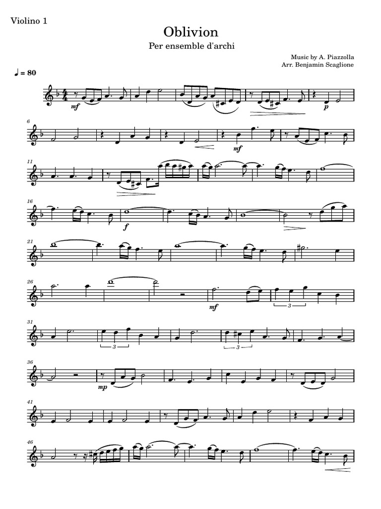 Oblivion Per Archi-Violino - 1 PDF | PDF