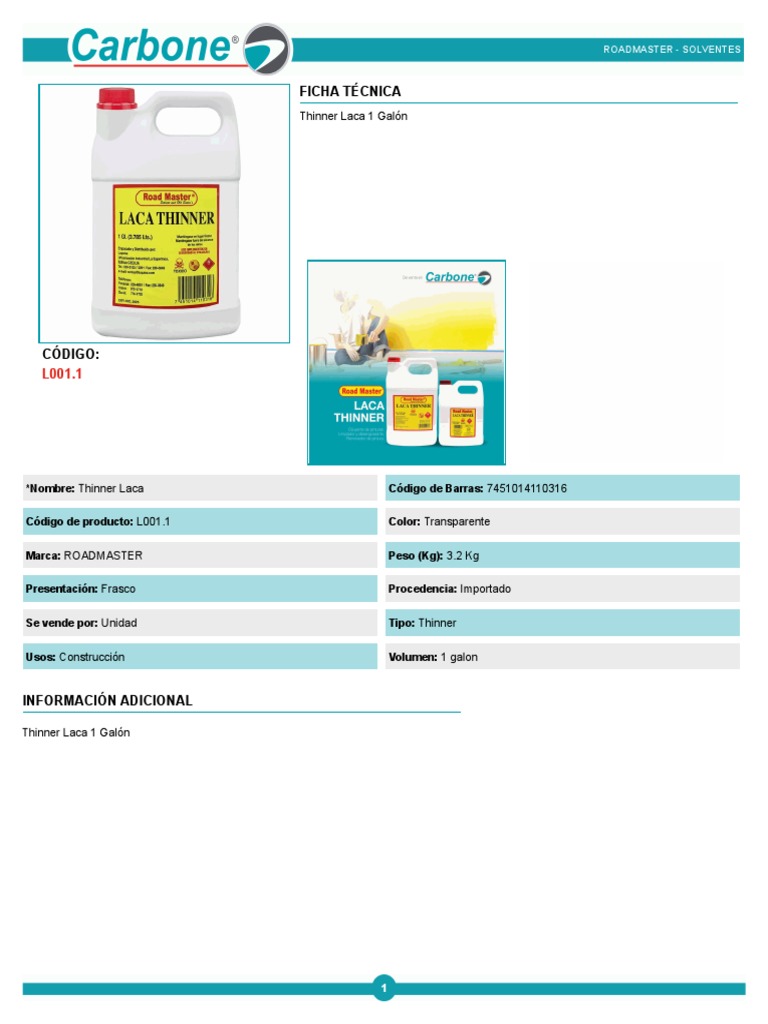 Ficha técnica-THINNER LACA | PDF