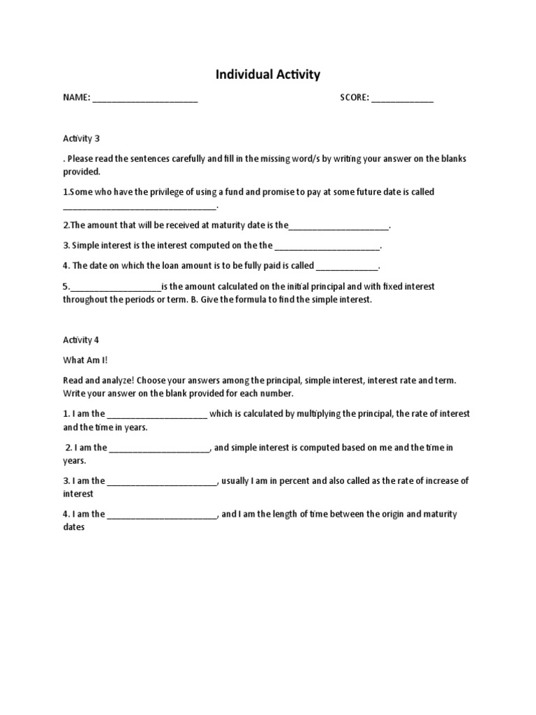 Individual Activity in Math 2 | PDF