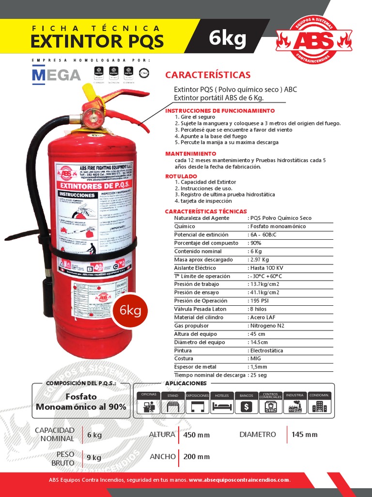 Ficha Técnica Extintor PQS 6 kg | PDF