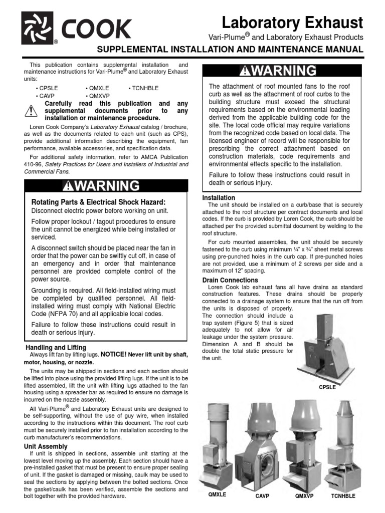 LaboratoryExhaust IOM | PDF | Screw | Duct (Flow)