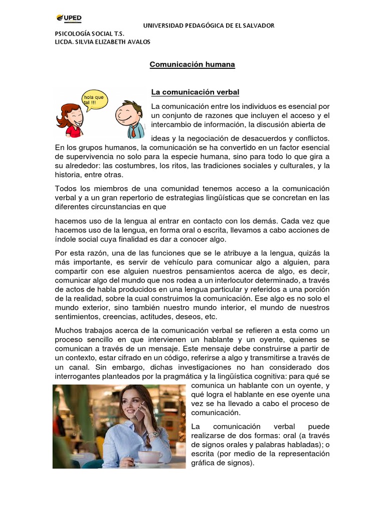 Comunicación Verbal y No Verbal PDF | PDF