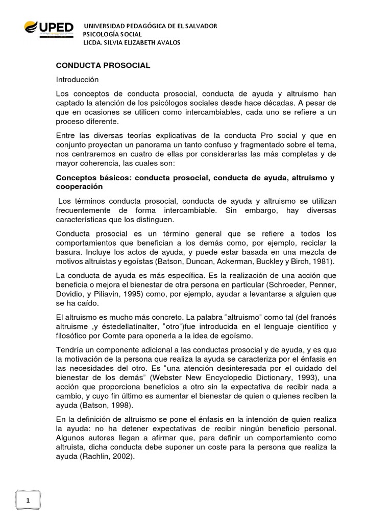 Conducta Prosocial Teorias | PDF