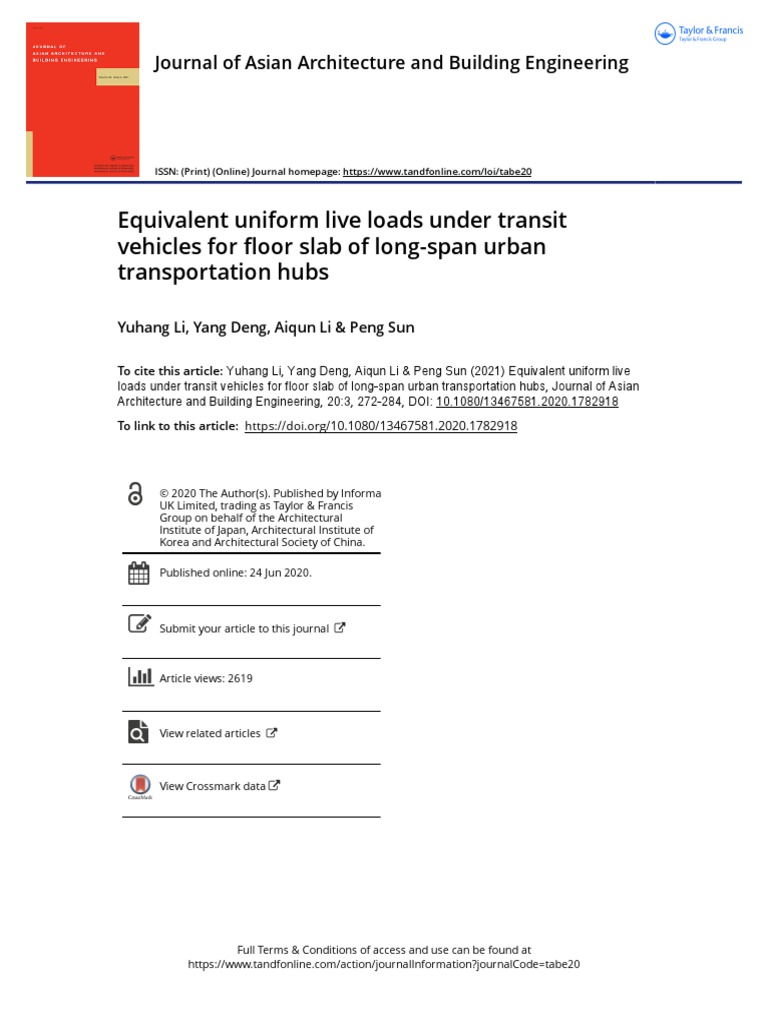 Equivalent Uniform Live Loads Under Transit Vehicles For Floor Slab of ...