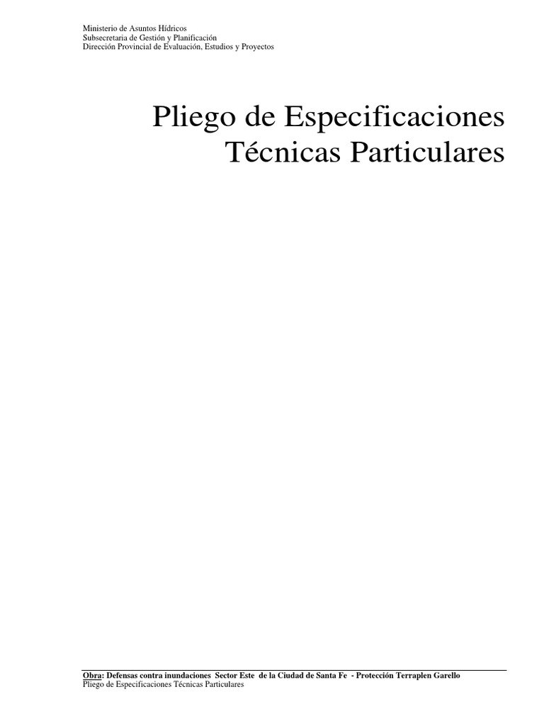 Descargar Pliego de Especificaciones Tecnicas Particulares PDF | PDF Descargar Pliego de Especificaciones Tecnicas Particulares PDF | PDF