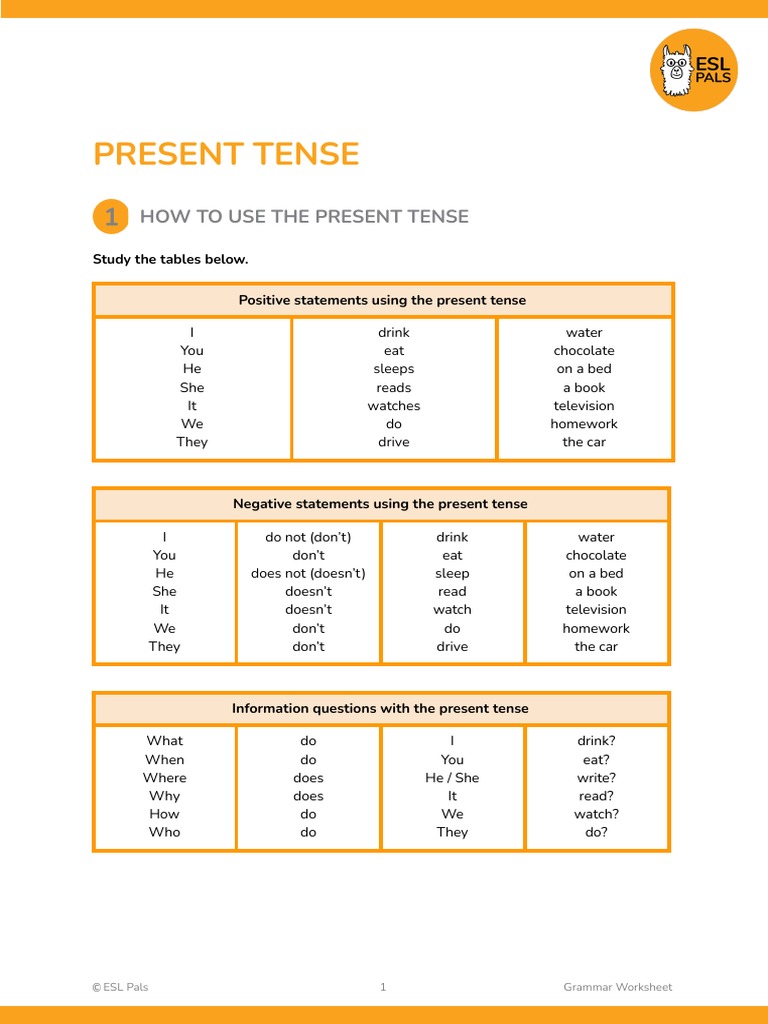 (SV - A1-A2) Present Tense | PDF
