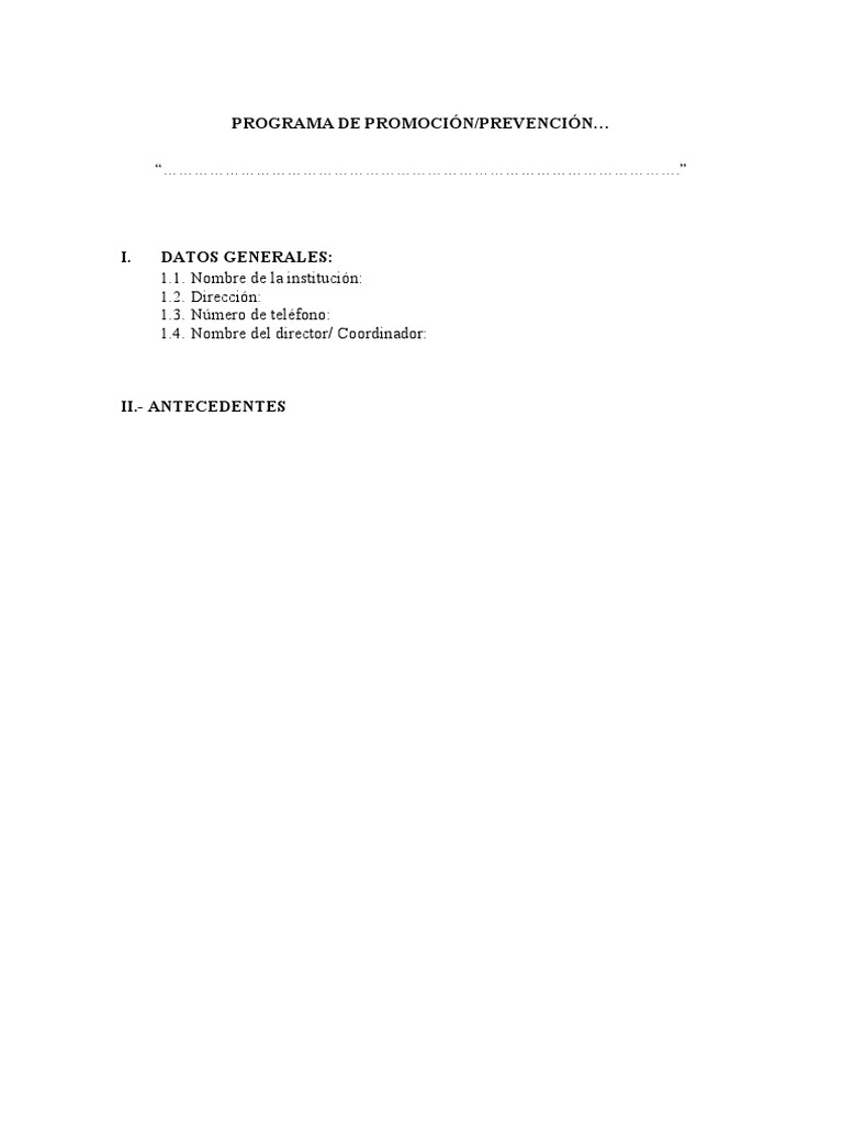 Modelo de Programa Preventivo Promocional | PDF