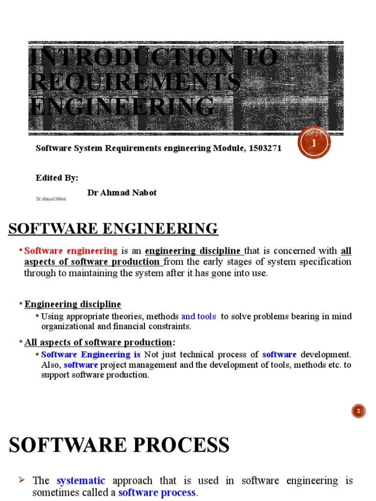 Ch1-Introduction To Requirements Engineering-Updated DR Ahmad | PDF Ch1-Introduction To Requirements Engineering-Updated DR Ahmad | PDF