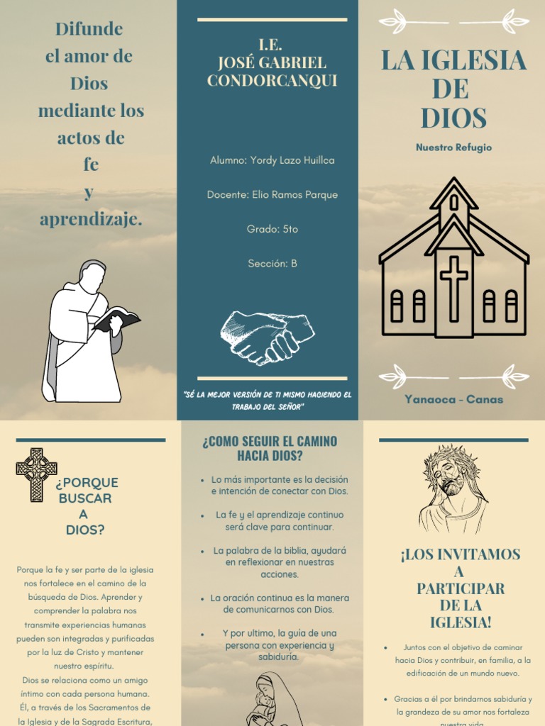 Folleto Tríptico Iglesia Línea Borde Verde Azulado Oscuro Cielo | PDF