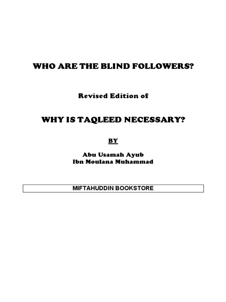 Who Are The Blind Followers PDF | PDF
