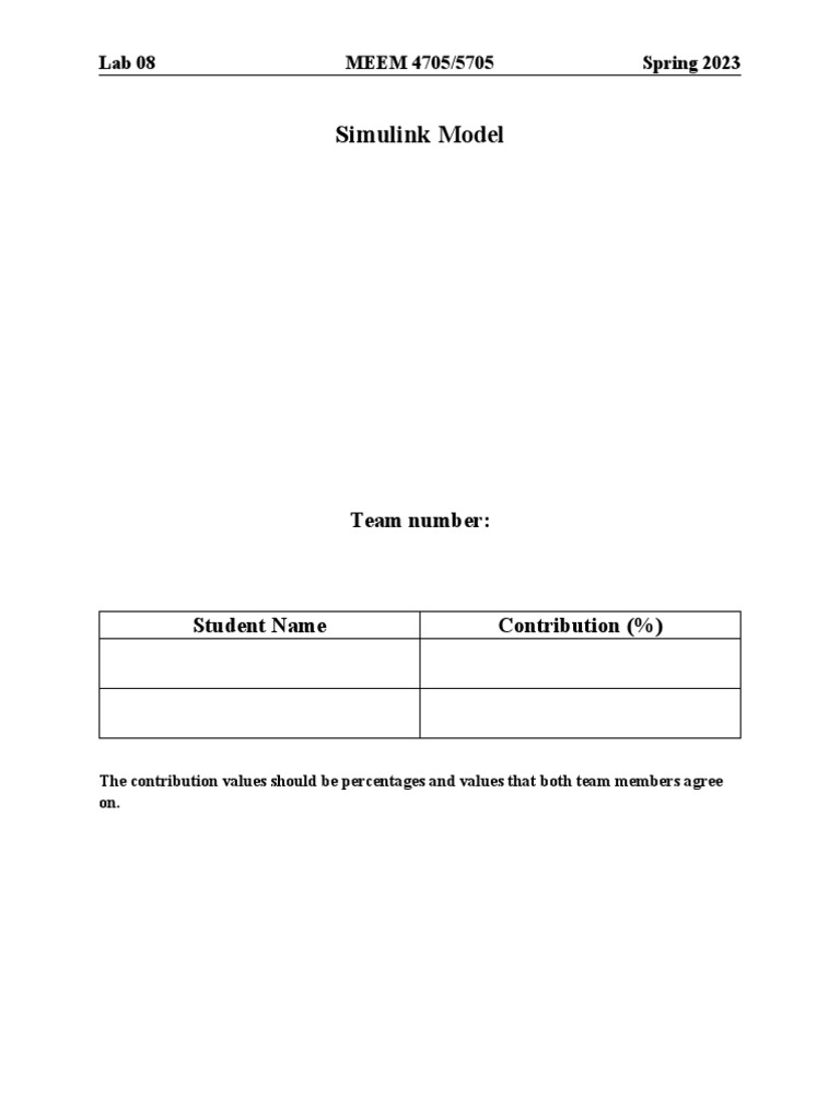 Simulink Dynamic System Modeling Lab | PDF