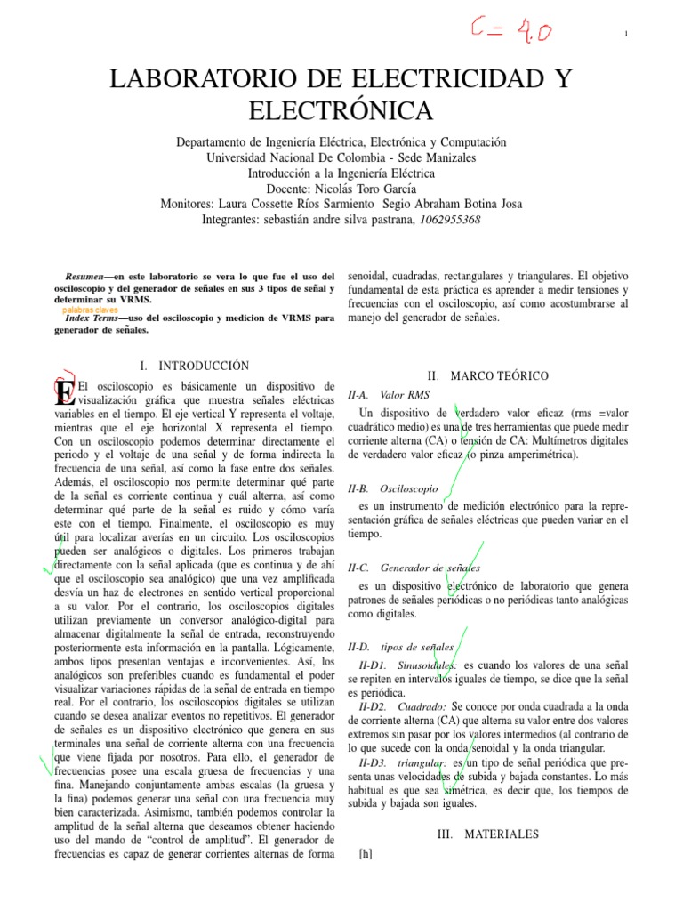 Laboratorio Osciloscopio y Generador de Se Ales PDF | PDF | Frecuencia | Longitud de onda